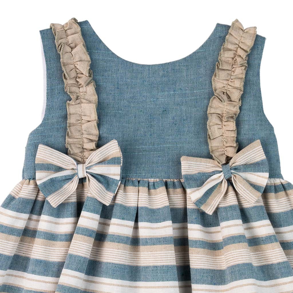 Vestido infantil de lino a rayas Baby Ferr