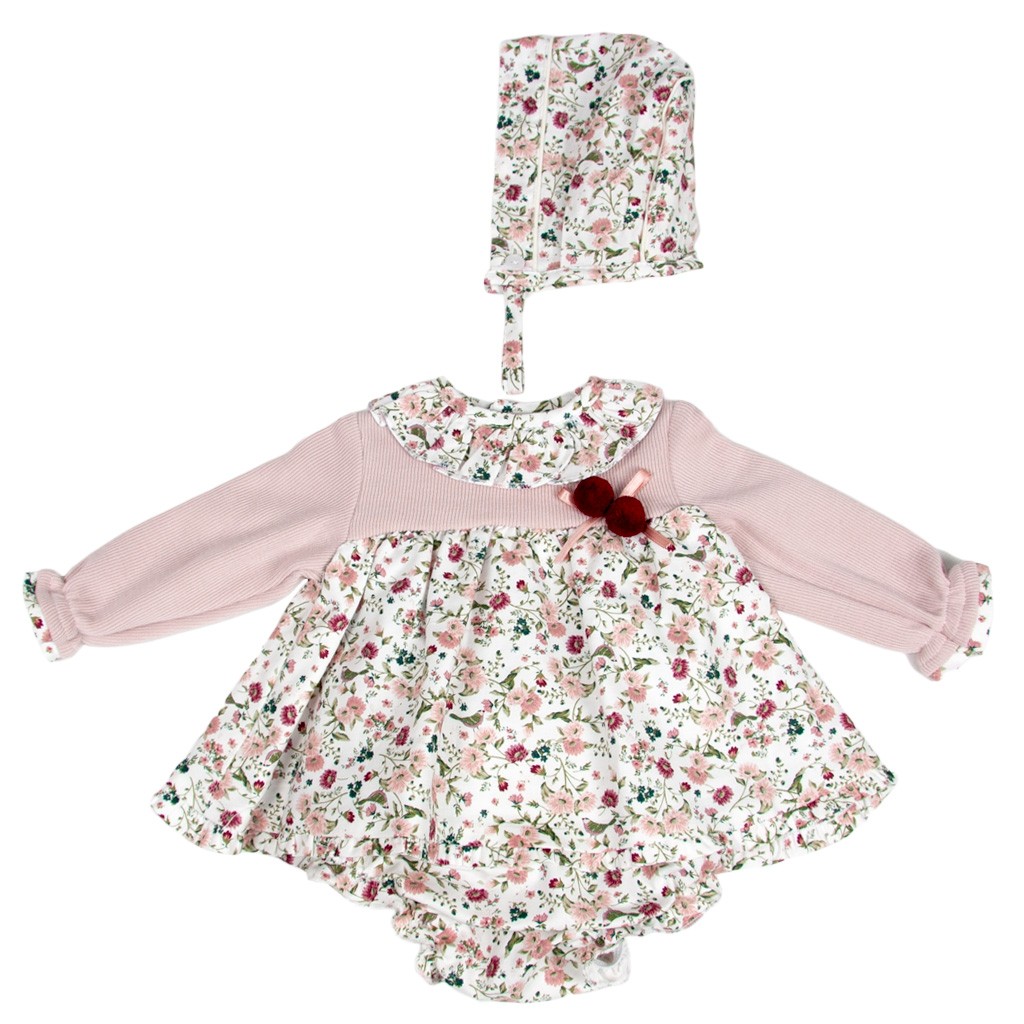 Vestido bebé estampado con capota y braguita Baby Ferr