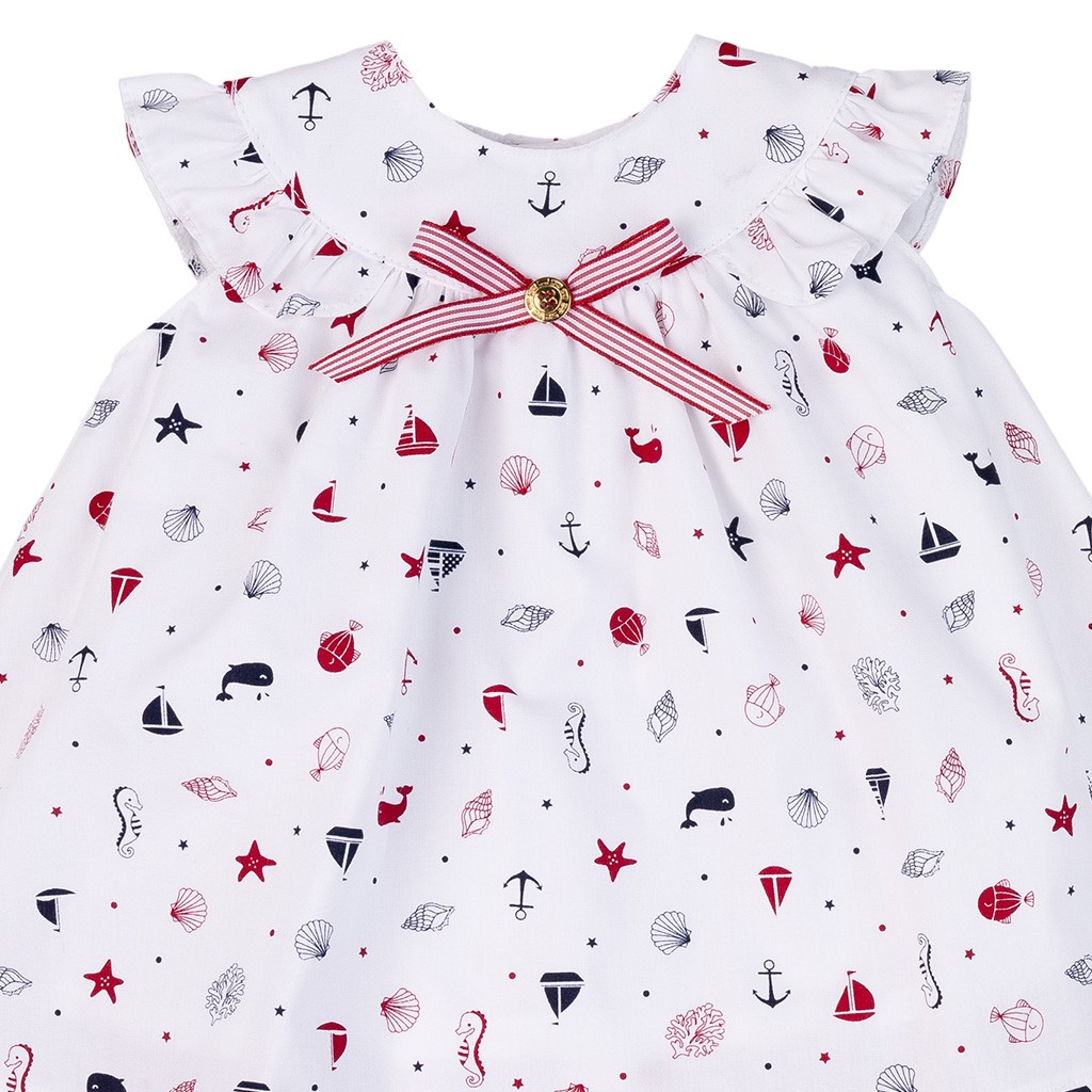 Vestido bebé marinero con capota y braguita Baby Ferr