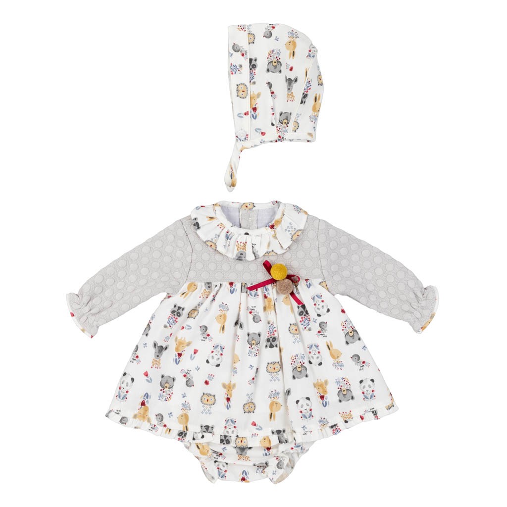 Vestido bebe con capota y braga estampado Baby Ferr