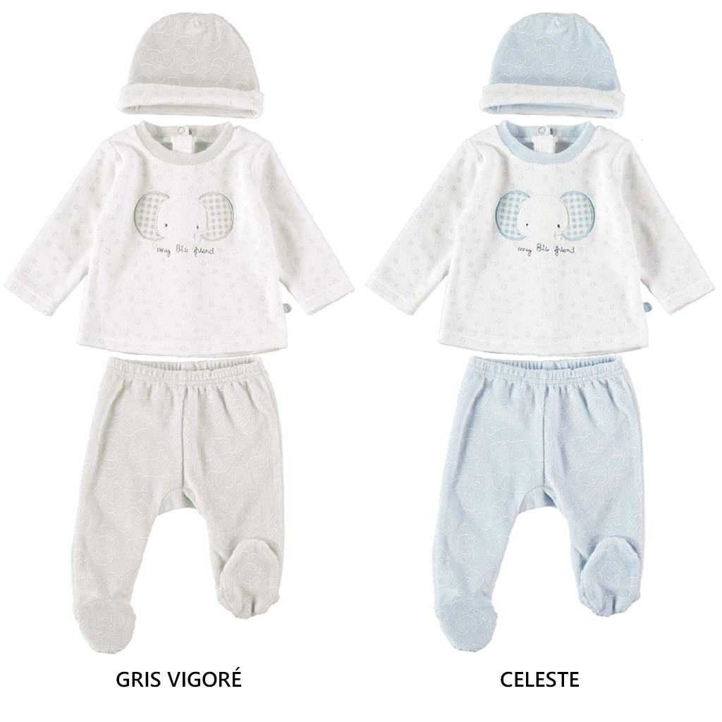 Pijama bebe tundosado 3 piezas con gorrito Yatsi